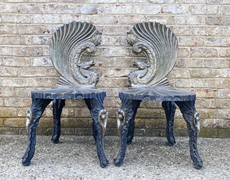 Fantastic Pair of Venetian Grotto Style Side Chairs For Sale at 1stDibs