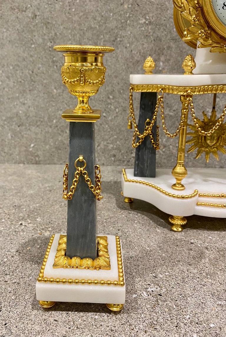 Ferdinand Berthoud. Louis XVI Ormolu Mounted Marble 3 Piece Clock Set ...