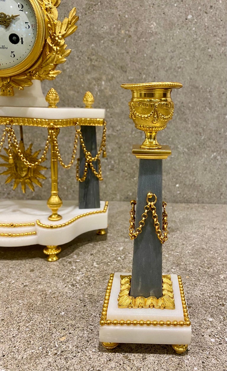 Ferdinand Berthoud. Louis XVI Ormolu Mounted Marble 3 Piece Clock Set ...