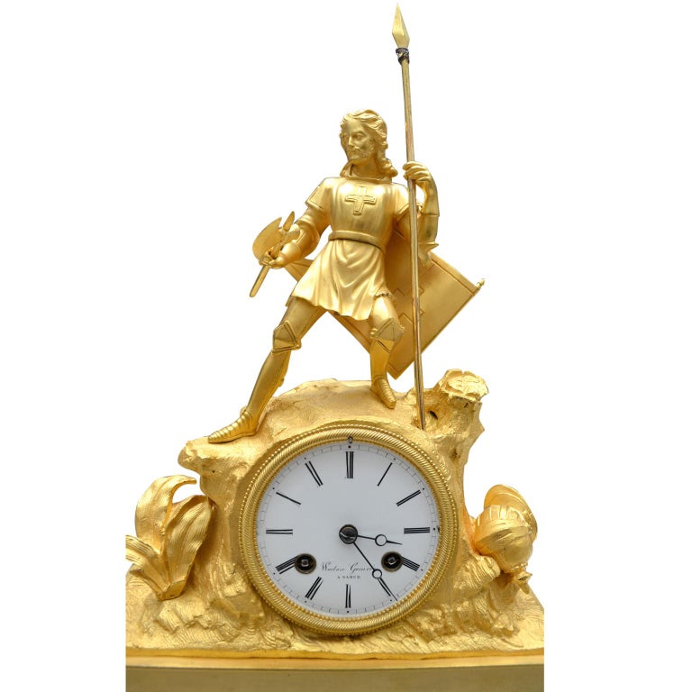 Figurative Napoleon III Gilt Bronze Clock Showing a Knight Crusader in ...