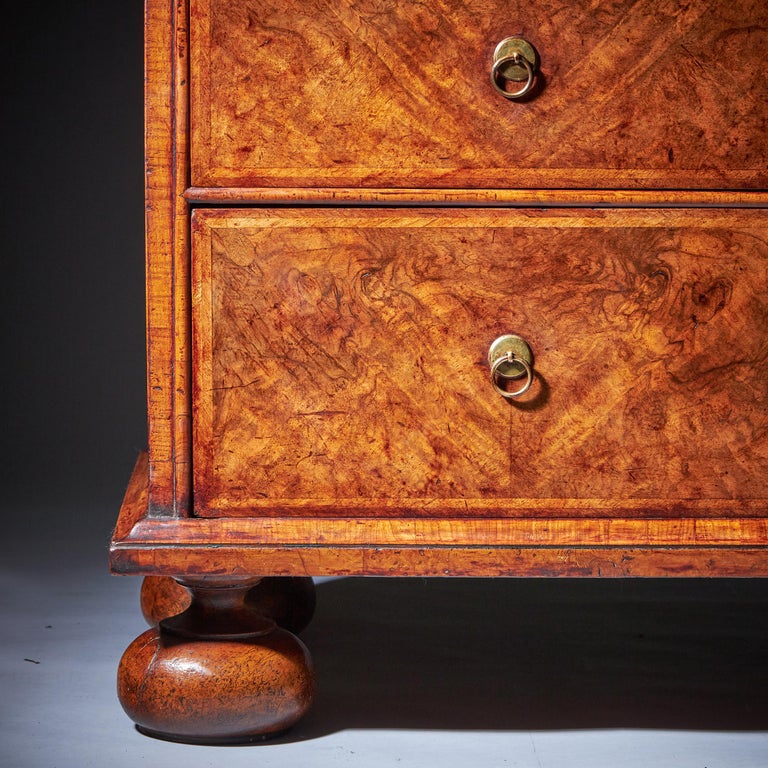 Fine 17th Century William and Mary Burl Walnut Cabinet on Chest, Circa ...