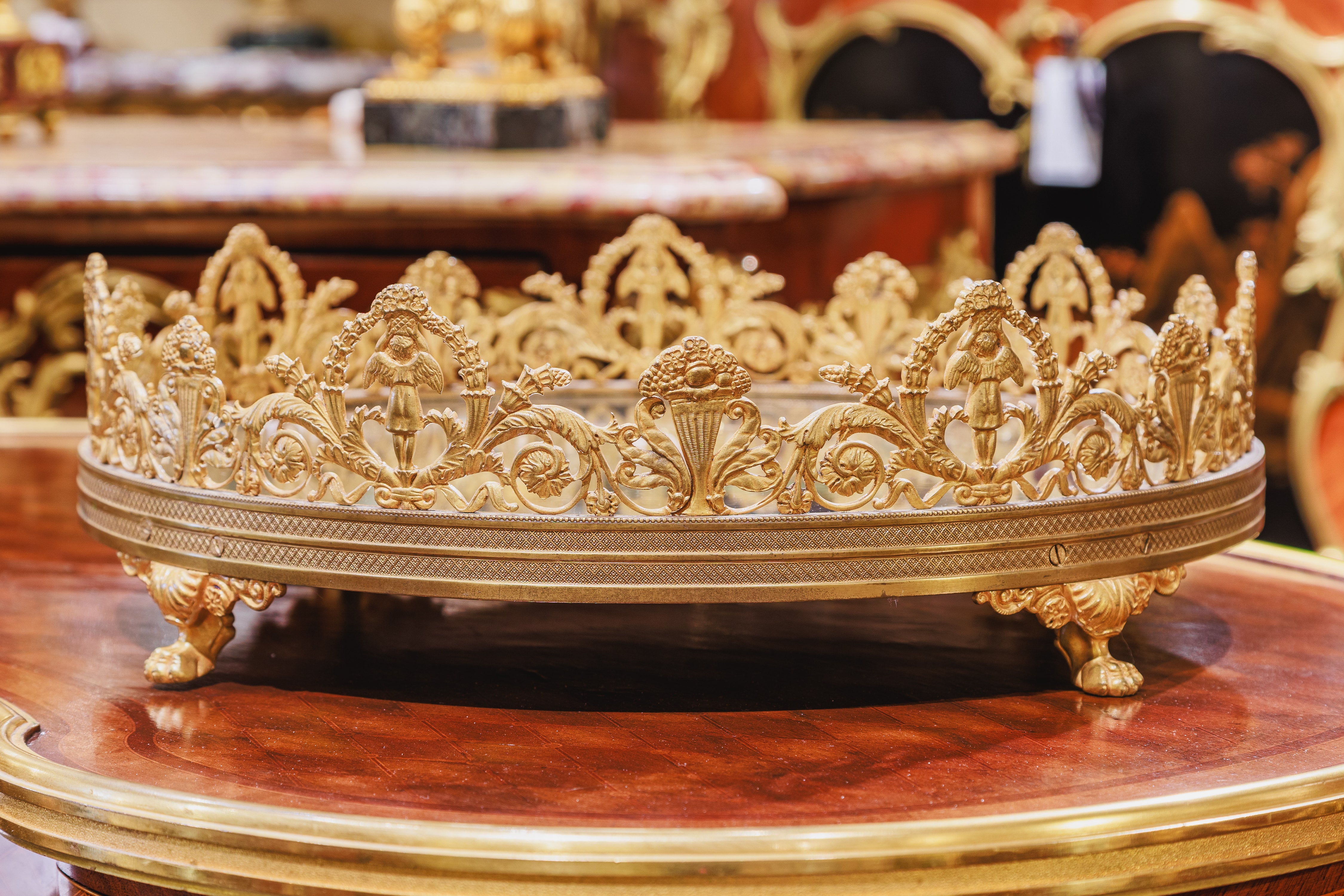 A fine 19th century French Empire gilt bronze plateau For Sale at 1stDibs