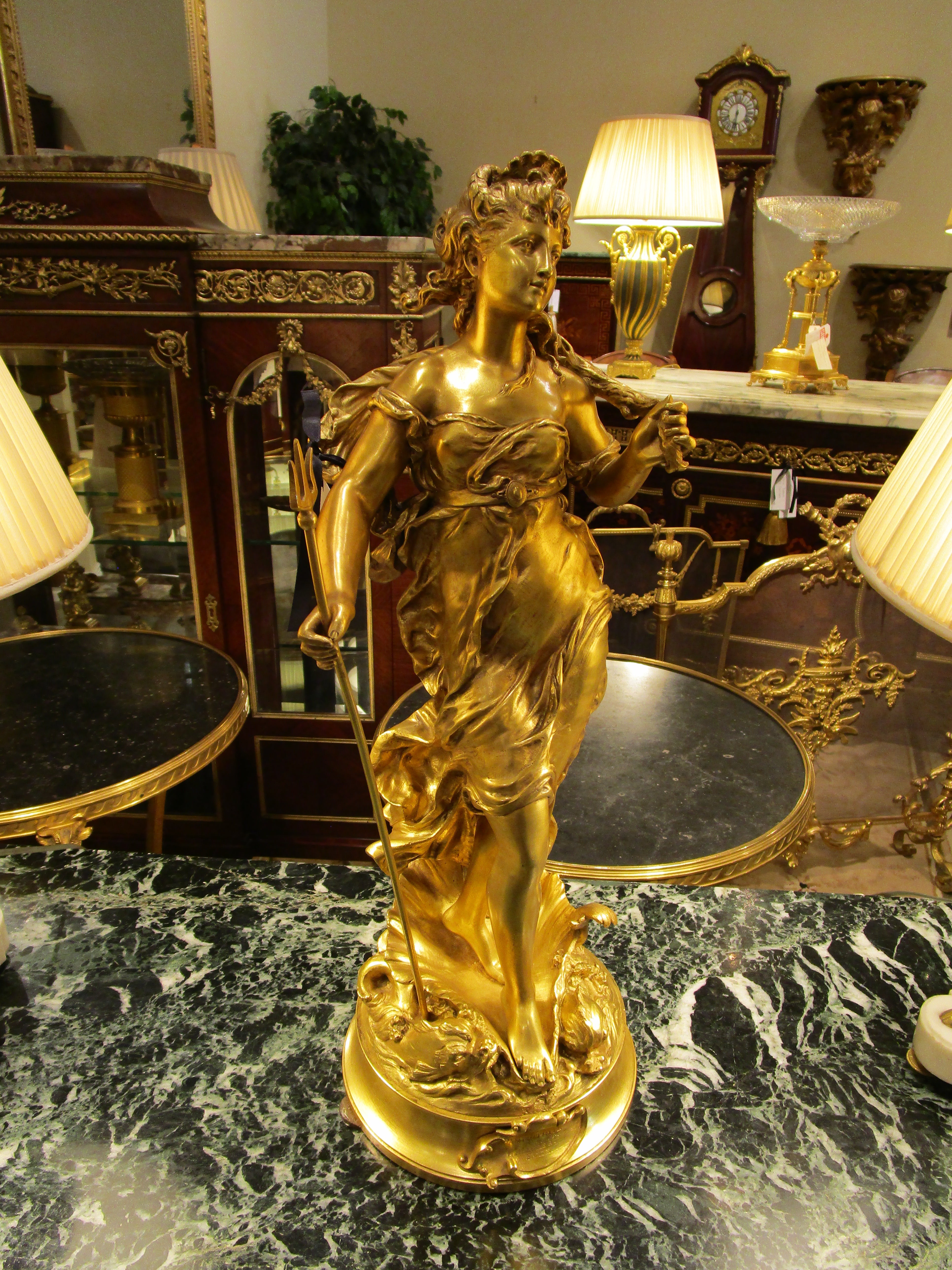 A fine 19th century French gilt bronze sculpture of Amphitrite by Aug ...