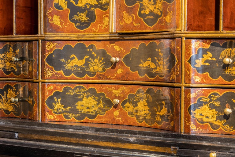 Fine and Rare 18th C Georgian Black Lacquered and Chinoiserie Secretary ...