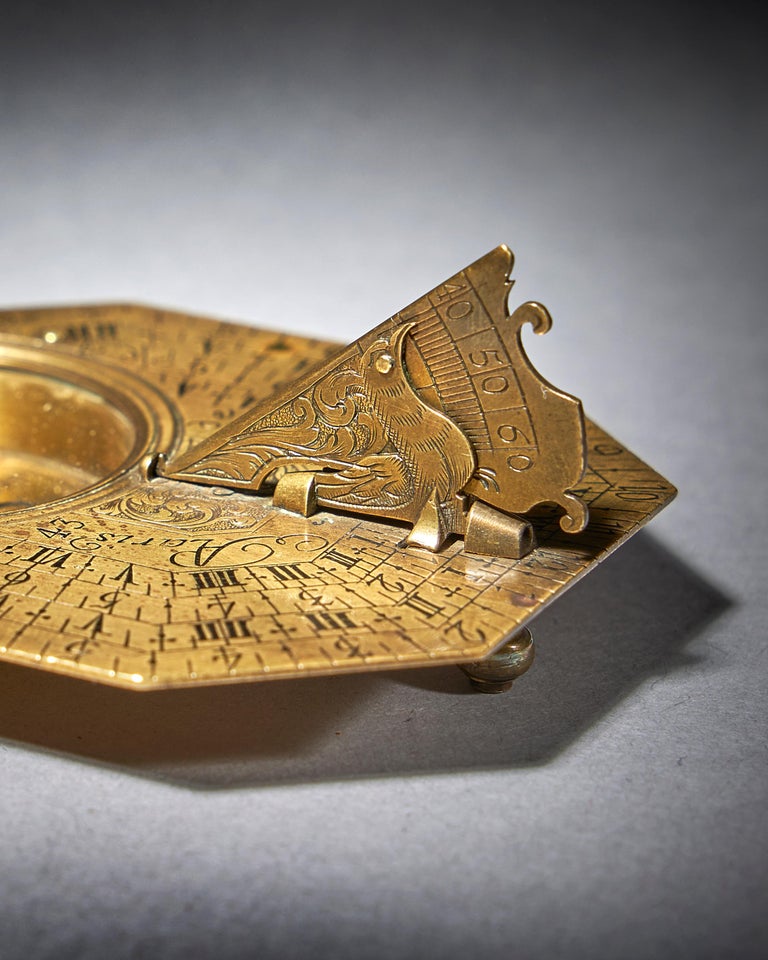 Fine Brass Pocket Sundial and Compass by Michael Butterfield Paris ...