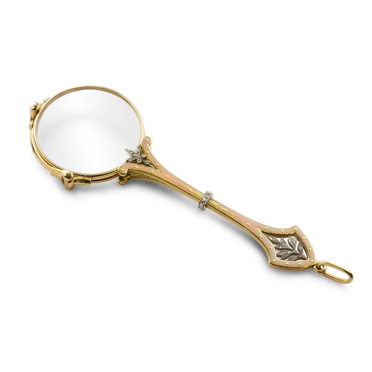 Fine Cartier Enamel and Gold Lorgnette For Sale at 1stDibs