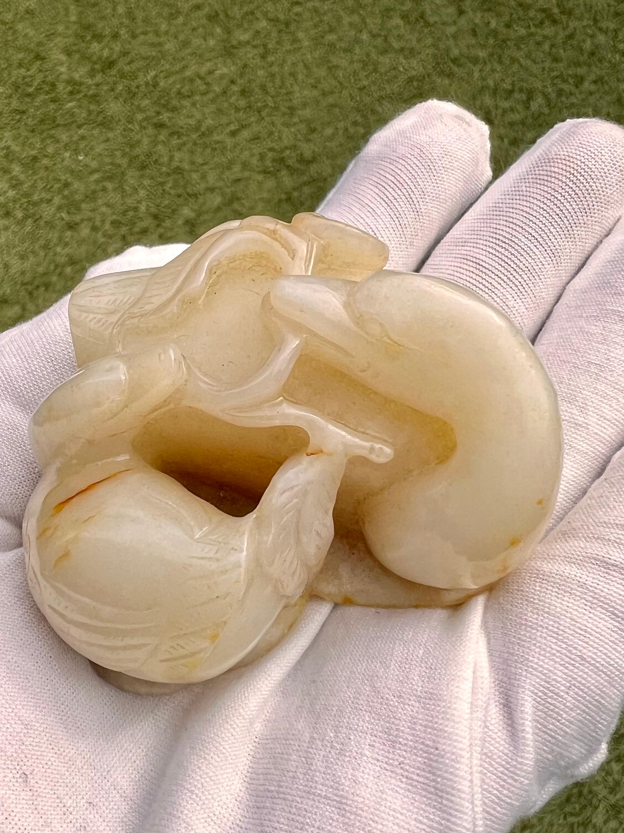 A Fine Chinese Pale-Celadon Jade 'Geese' Carving For Sale at 1stDibs