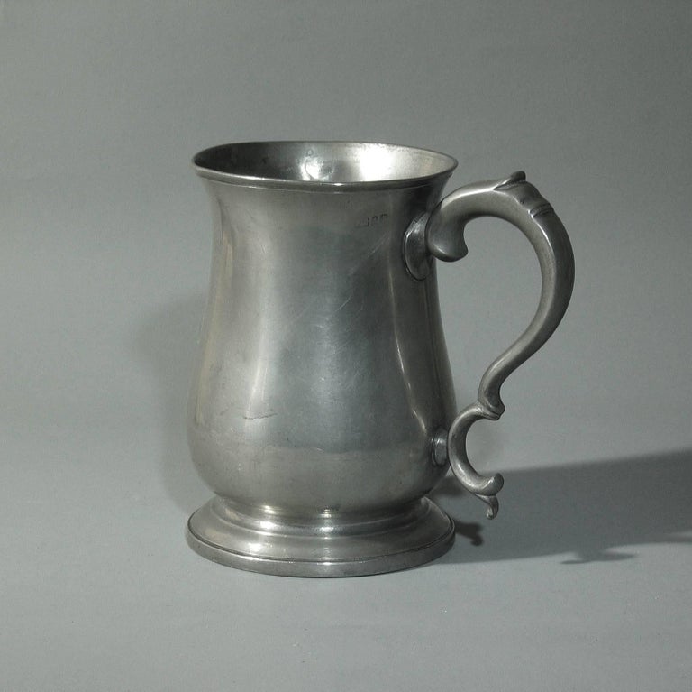 Fine Double "C" Handled Quart Tulip Export Pewter Tankard Townsend and ...
