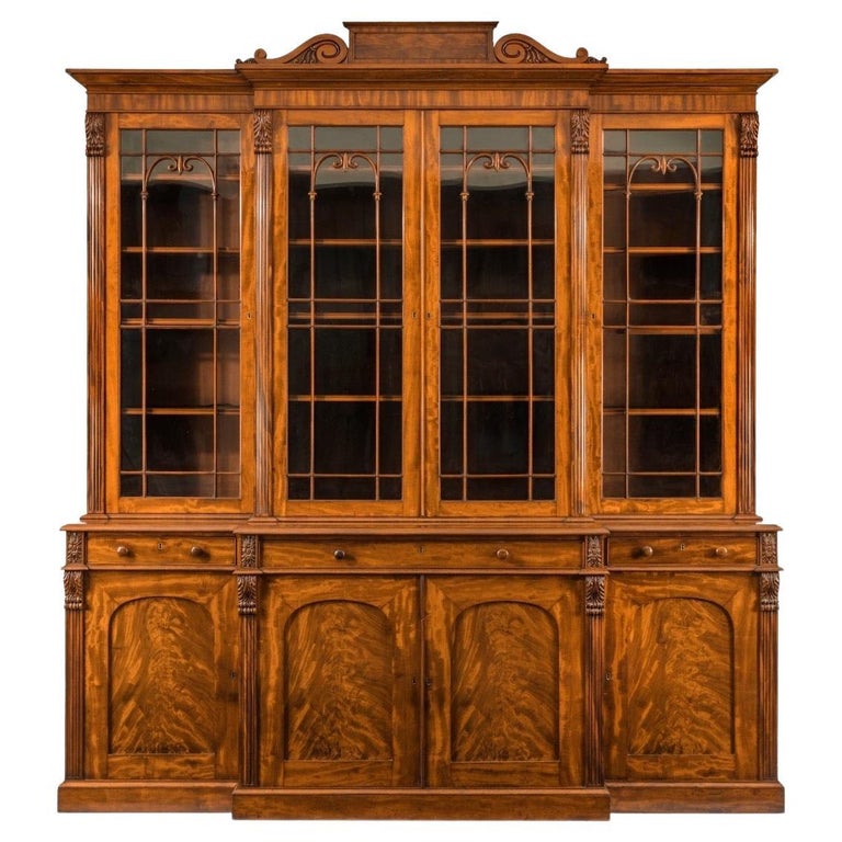 Fine Early William IV Mahogany Breakfront Bookcase Firmly Attributed ...