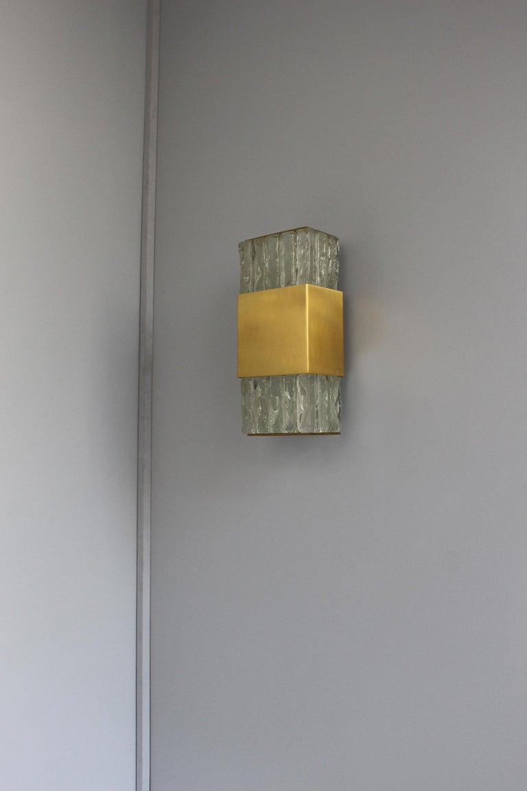 Fine French Art Deco Bronze and Slabs Glass Sconce by Jean Perzel For ...