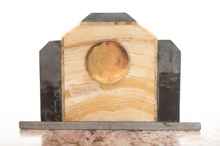 Fine French Art Deco Siena and Black Marble Triangular Dial Clock by ...