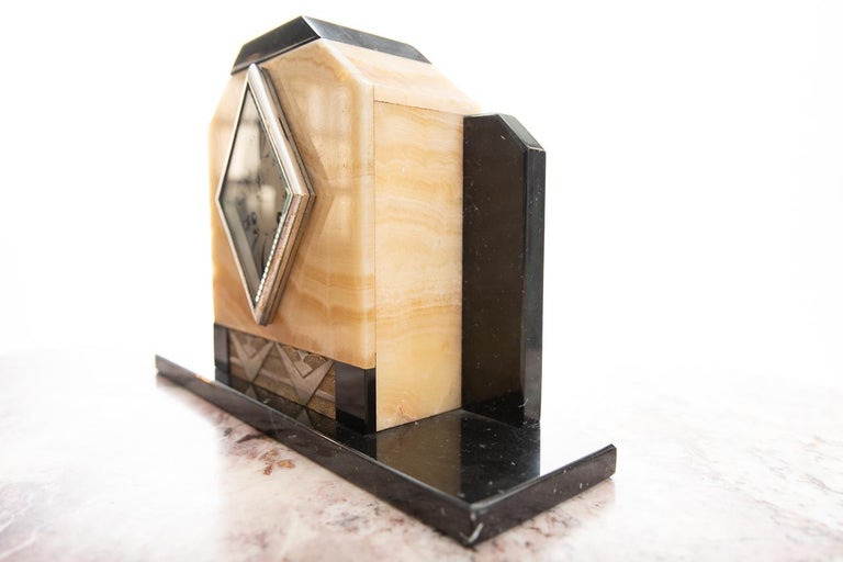 Fine French Art Deco Siena and Black Marble Triangular Dial Clock by ...