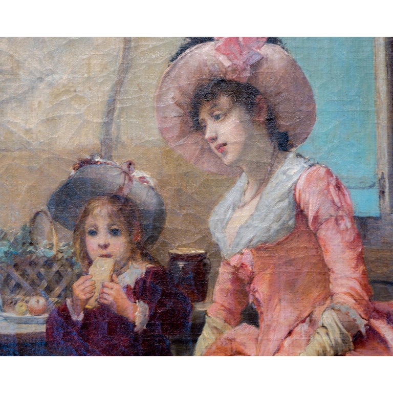 Fine Painting of Women and Children by Émile Auguste Pinchart For Sale ...