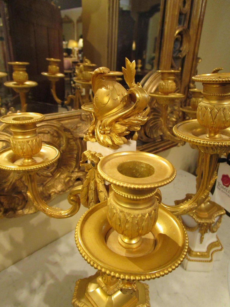 Fine Pair of 19th C. French Louis XVI Carrara Marble and Gilt Bronze ...