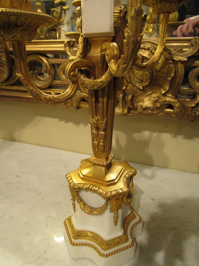 Fine Pair of 19th C. French Louis XVI Carrara Marble and Gilt Bronze ...