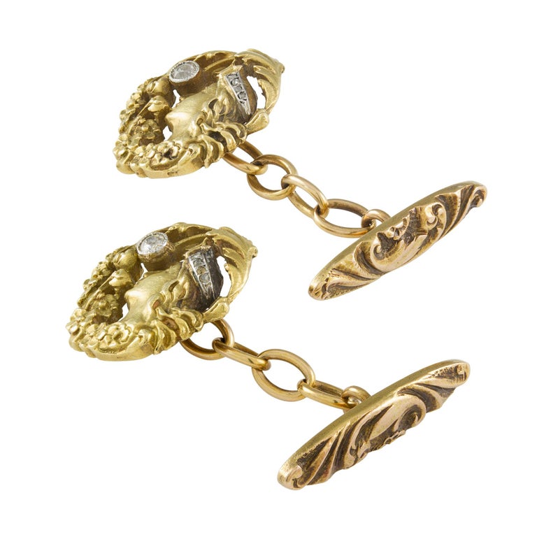 Fine Pair of Art Nouveau Yellow Gold Cufflinks at 1stDibs