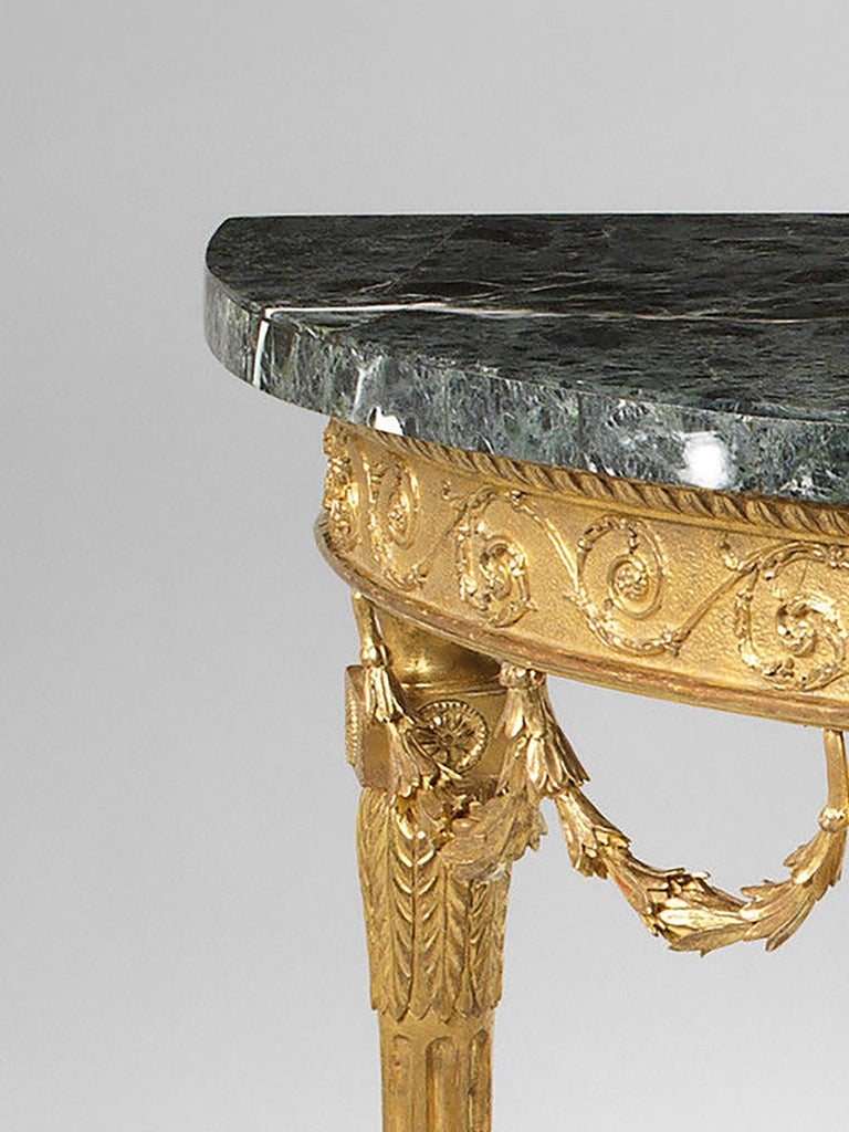 Fine Pair of George III Giltwood Marble Demilune Pier Tables For Sale ...