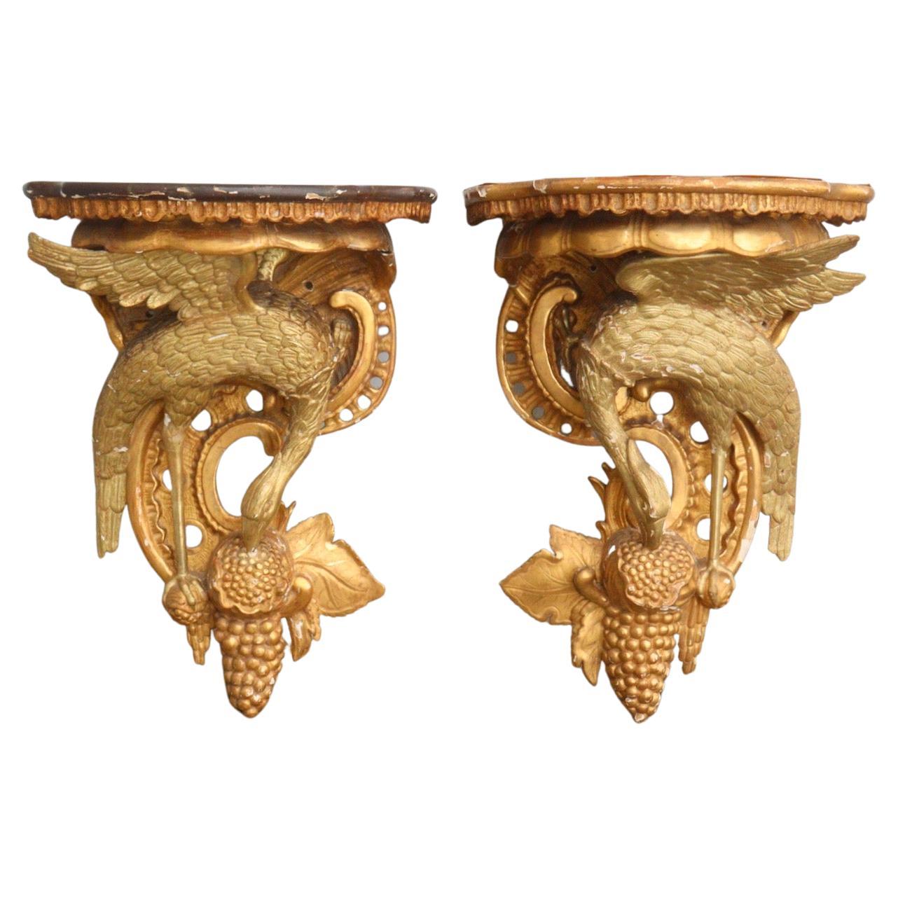 Fine Pair of George III Giltwood Wall Brackets For Sale at 1stDibs