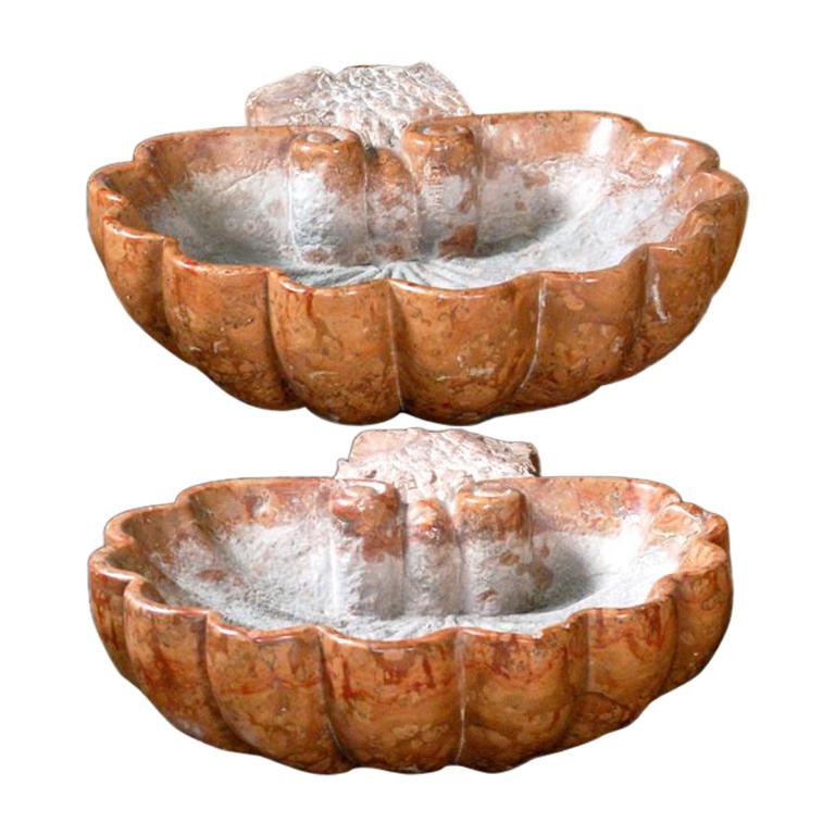 A Fine Pair of Italian Marble Shell Form Architectural Elements For ...