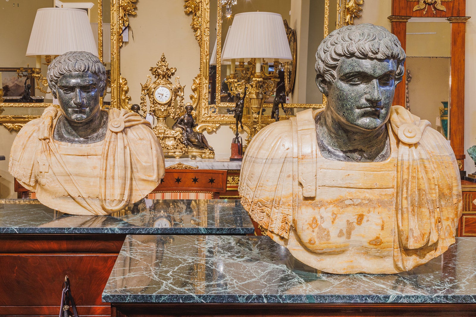 A fine pair of late 19th century Alabaster and marble Roman dignitary ...