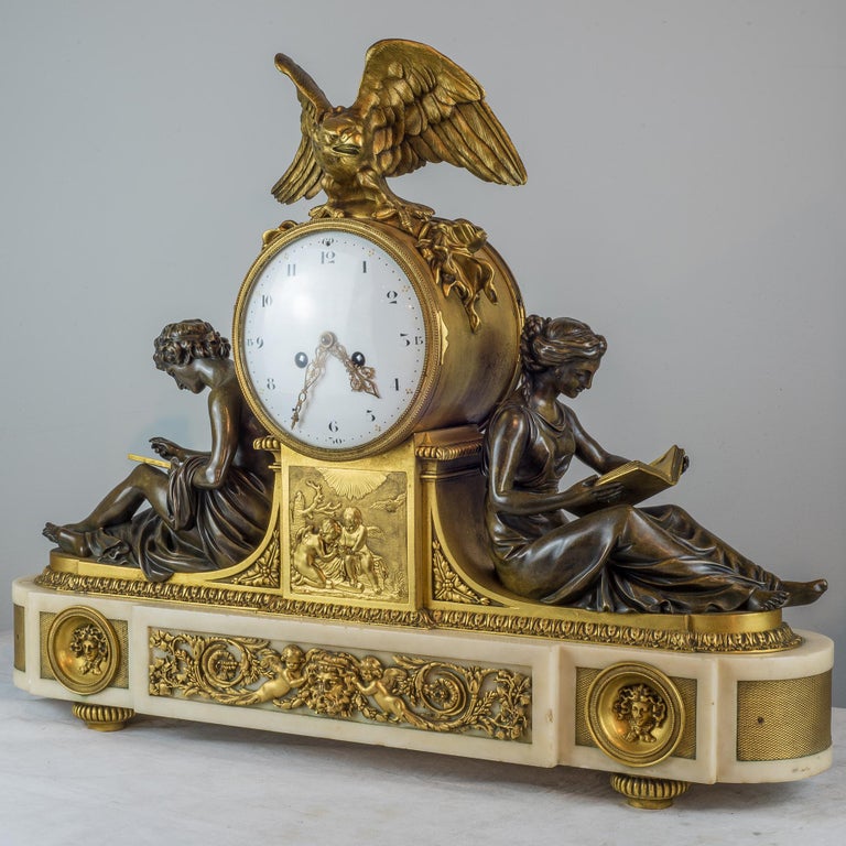 Fine Quality French Gilt and Patinated Bronze Mantel Clock For Sale at ...