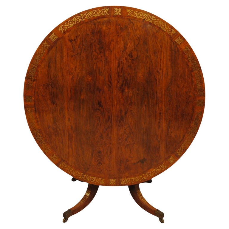 Fine Regency Brass Inlaid Centre Table For Sale at 1stDibs