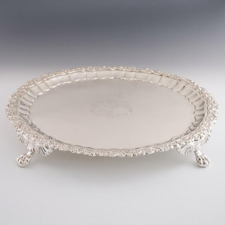 Fine Regency Sterling Silver Salver, London, 1820 For Sale at 1stDibs