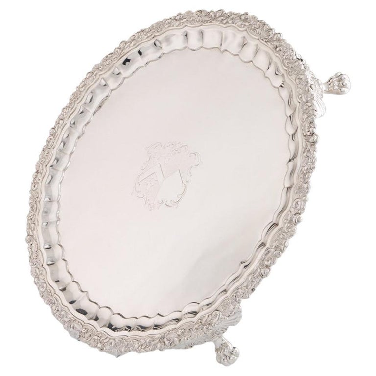 Fine Regency Sterling Silver Salver, London, 1820 For Sale at 1stDibs