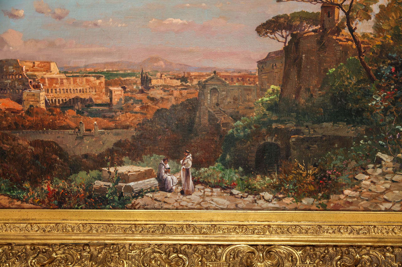 Fine Roman Landscape Depicting the Colosseum and the Via Sacra For Sale ...