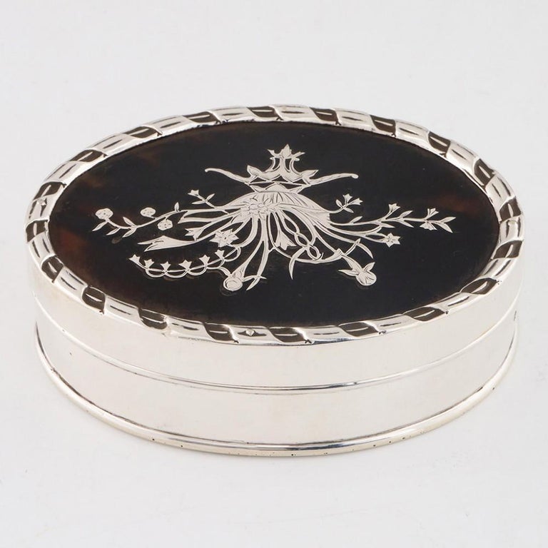 A Fine Silver Pique Tortoiseshell Trinket Box. London 1927 For Sale at ...