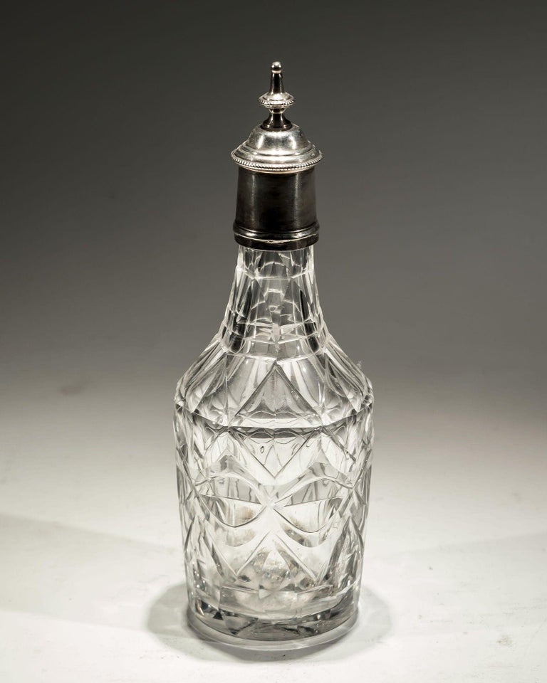 Flat Diamond Cut Suite of Cruet Bottles in Mahogany Stand For Sale at ...