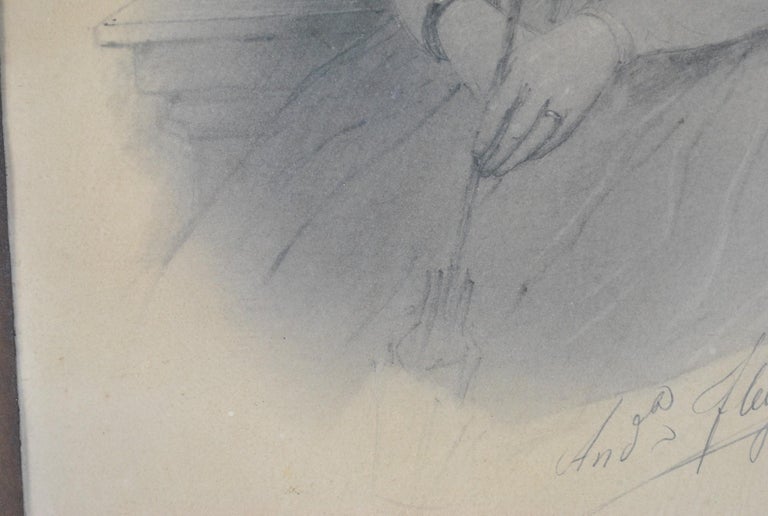 Fleisner, Pair of Drawings, Couple of Young People, circa 1842 For Sale ...