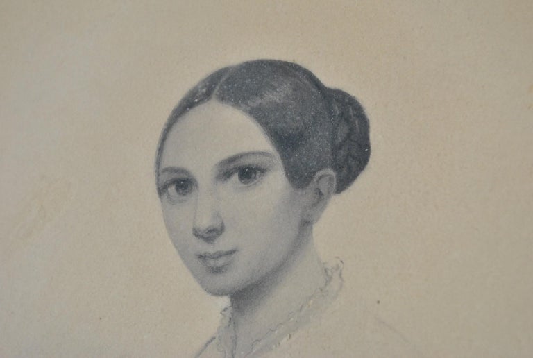 Fleisner, Pair of Drawings, Couple of Young People, circa 1842 For Sale ...