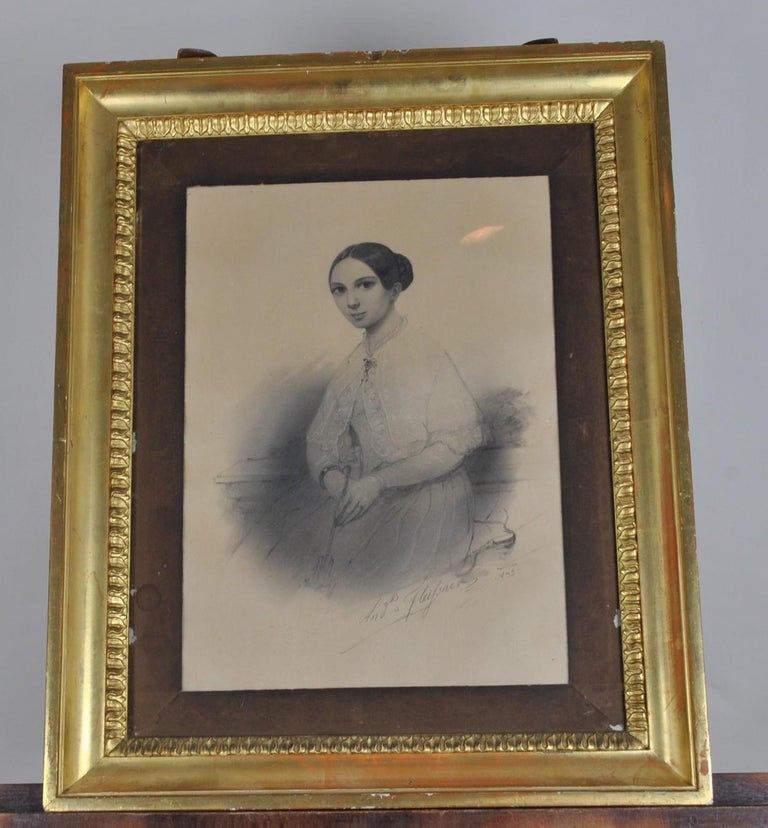 Fleisner, Pair of Drawings, Couple of Young People, circa 1842 For Sale ...