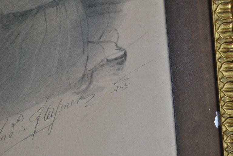 Fleisner, Pair of Drawings, Couple of Young People, circa 1842 For Sale ...