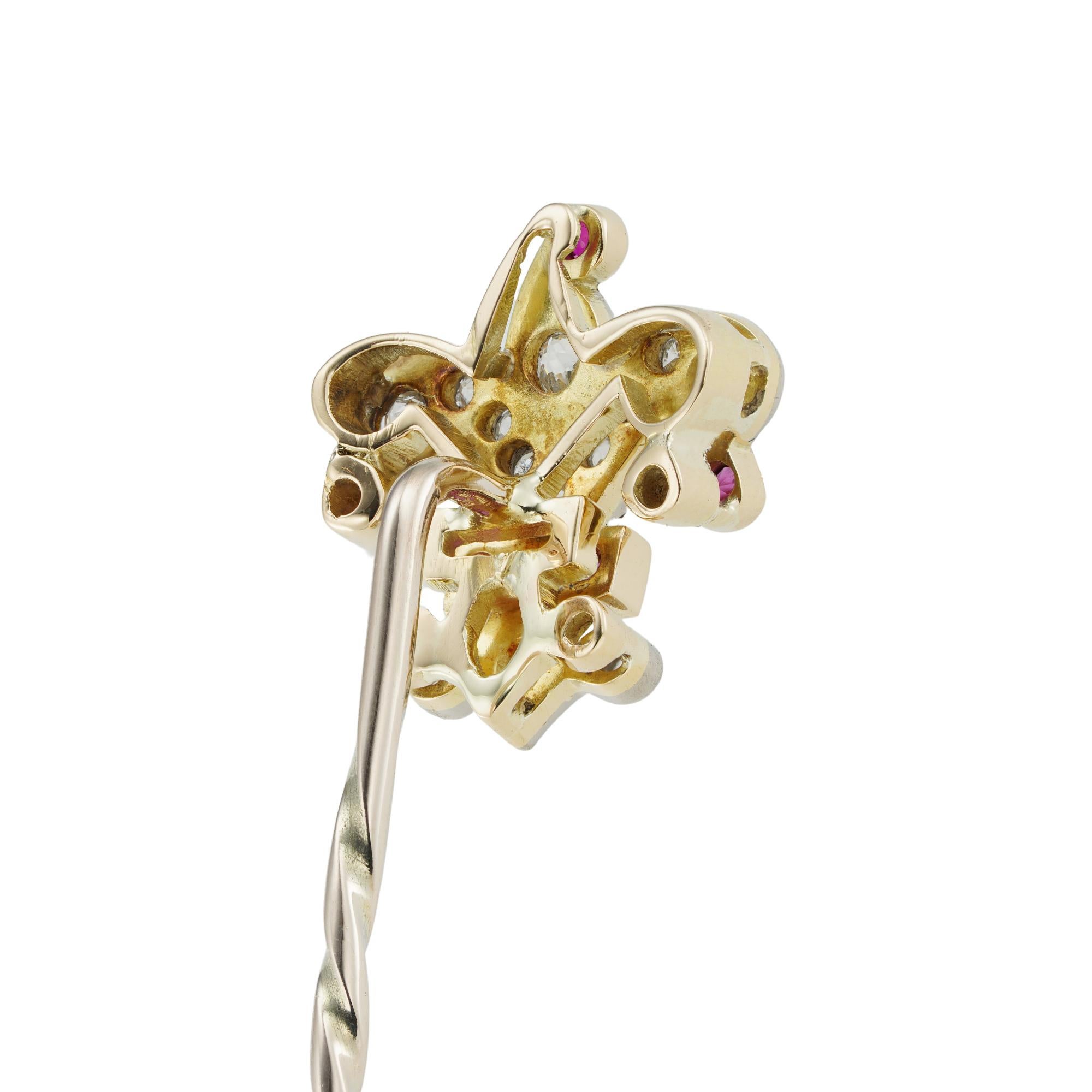 A Fleur-de-lis Ruby And Diamond Stick-pin For Sale at 1stDibs