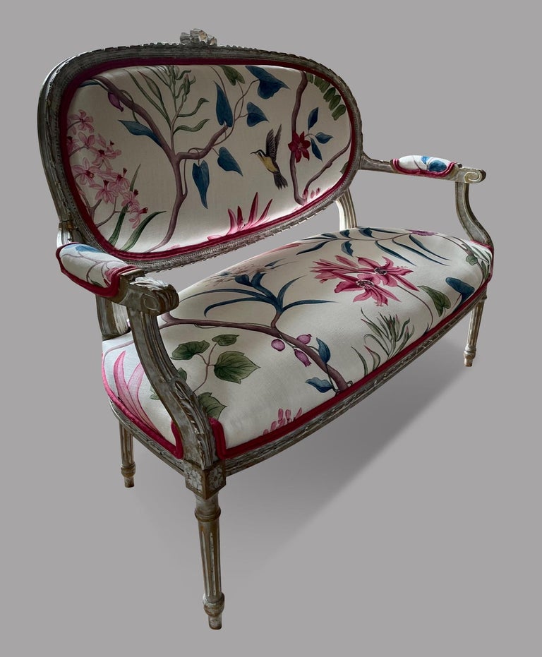 French 19 C Limed Wood Sofa For Sale at 1stDibs