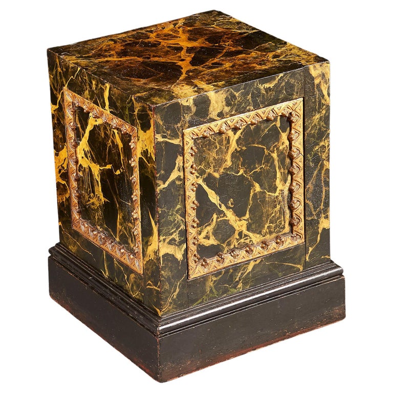French 19th Century Faux Marble Painted Plinth For Sale at 1stDibs