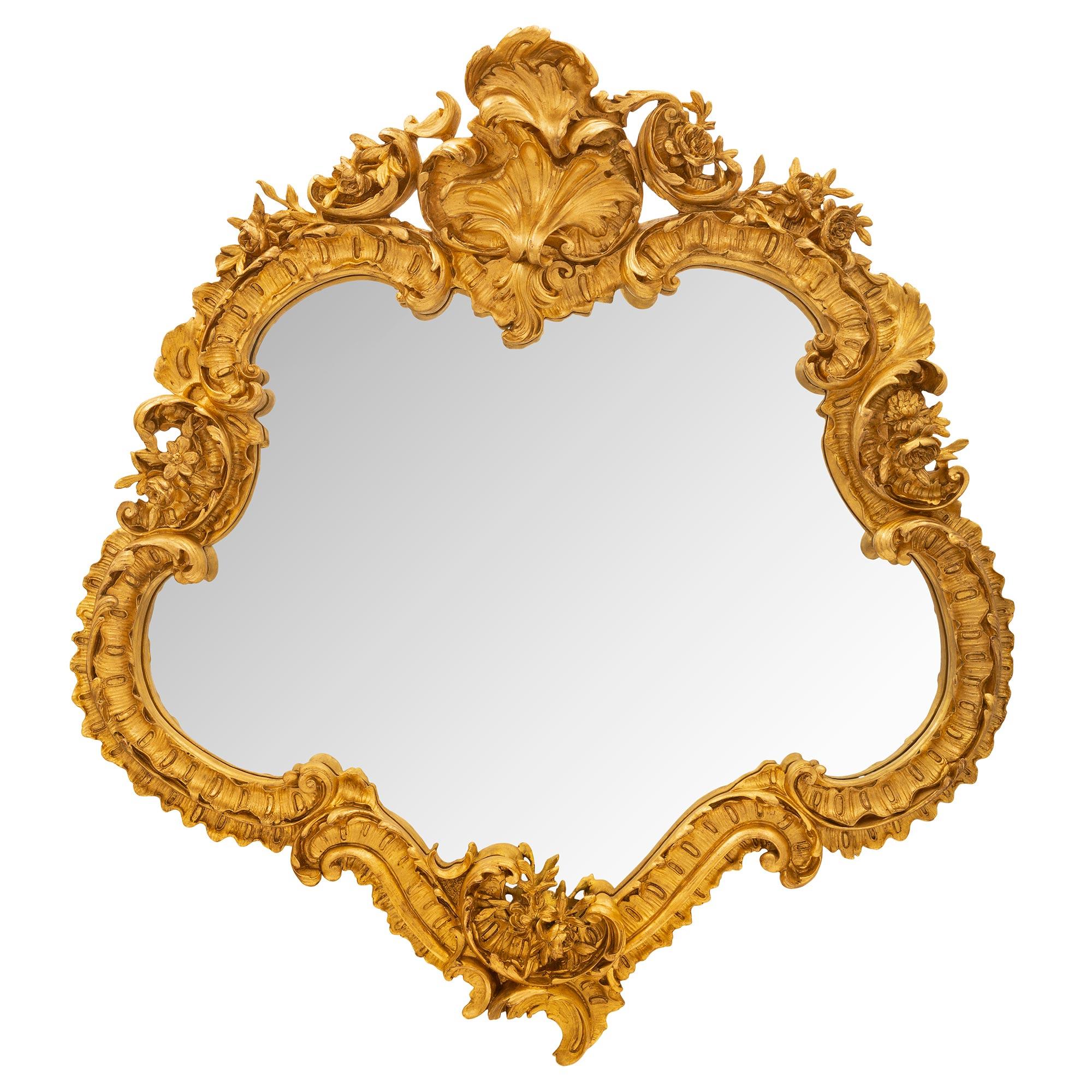 French 19th Century Louis XV St. Giltwood Mirror For Sale at 1stDibs