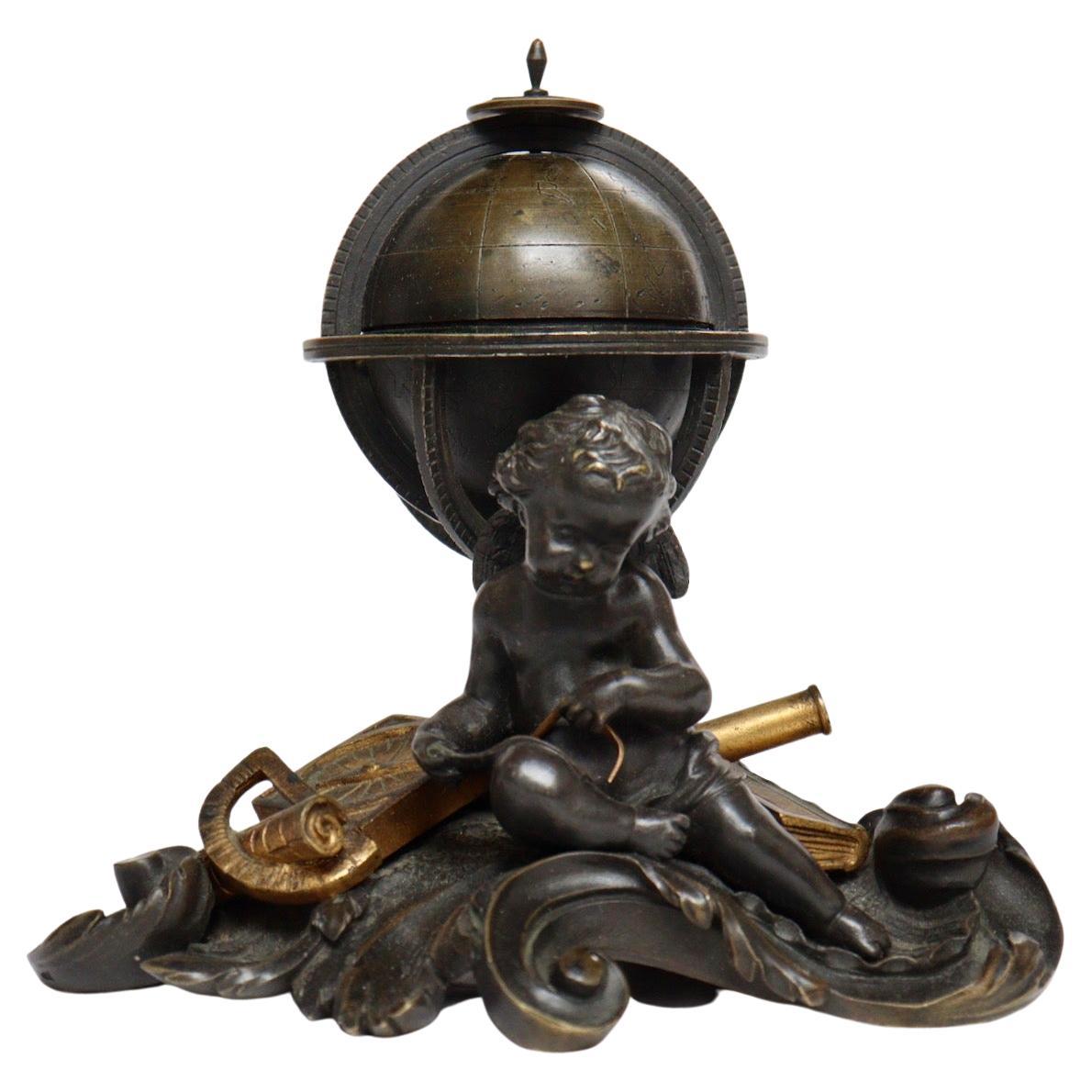 19th Century French Crystal and Doré Bronze Inkwell For Sale at 1stDibs