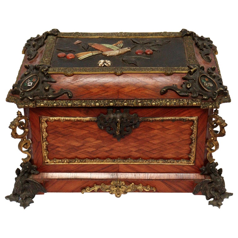 French 19th Century Pietra Dura Jewellery Coffin by Alphonse Giroux ...