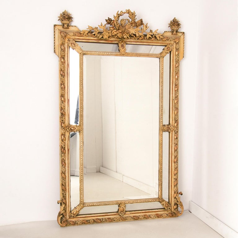 French Antique Crested Margin Mirror in Original Parcel-Gilt For Sale ...