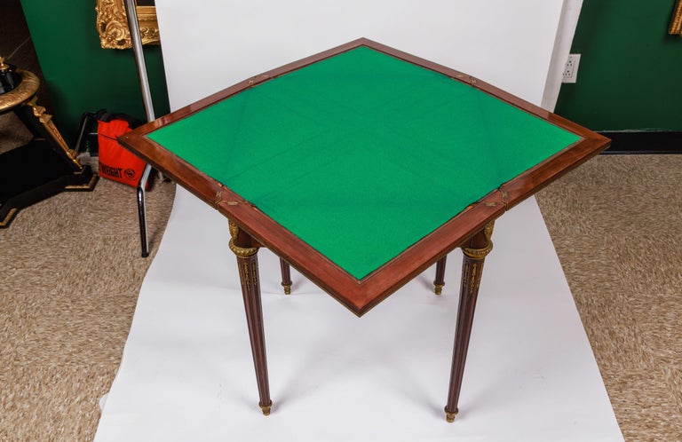 French Antique Ormolu-Mounted Mahogany Envelope Games Card Table, C ...