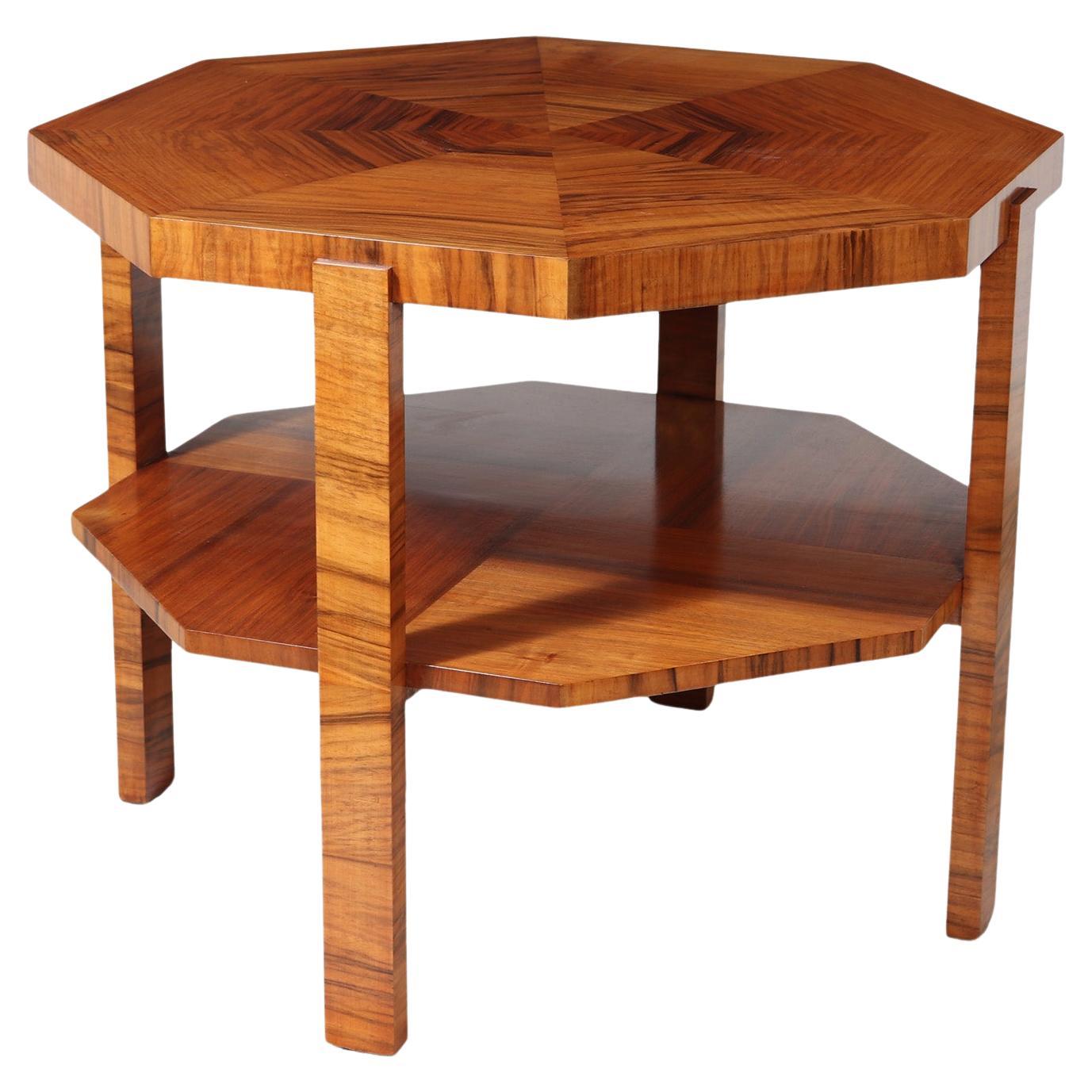 A French Art Deco Octagonal Coffee Table in Walnut For Sale at 1stDibs