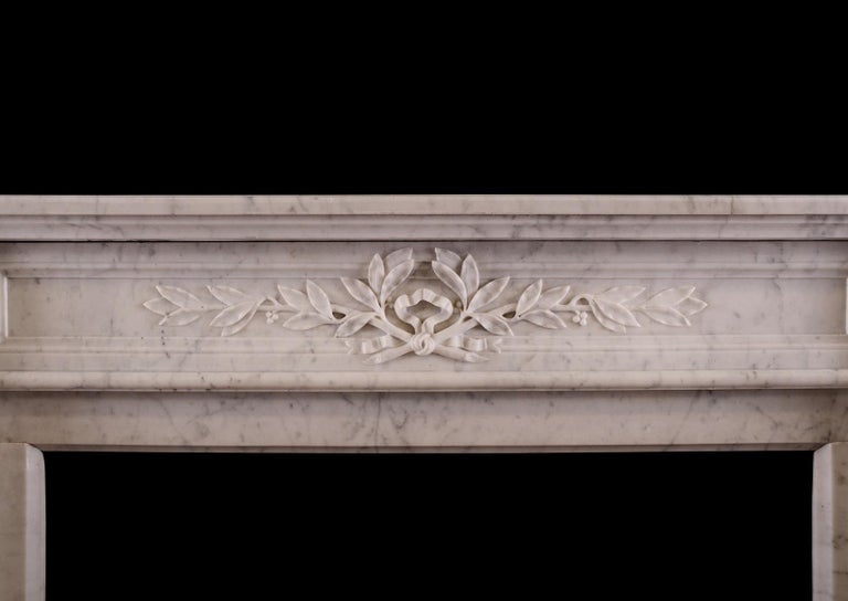 French Carrara Marble Fireplace in the Louis XVI Style For Sale at 1stDibs