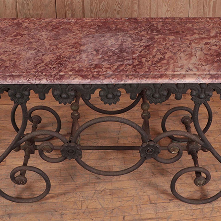 French Cast Iron and Marble Bakers Table, Early 20th Century For Sale ...
