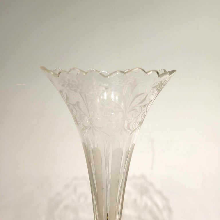 French Champleve Enamel on Gilt Bronze and Crystal Vase, 19 Century For ...