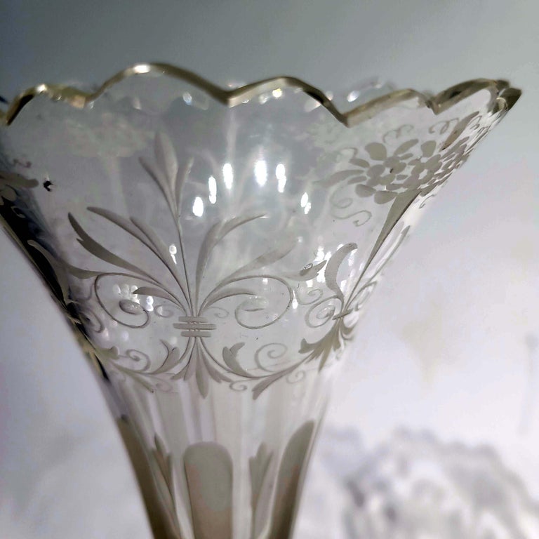 French Champleve Enamel on Gilt Bronze and Crystal Vase, 19 Century For ...