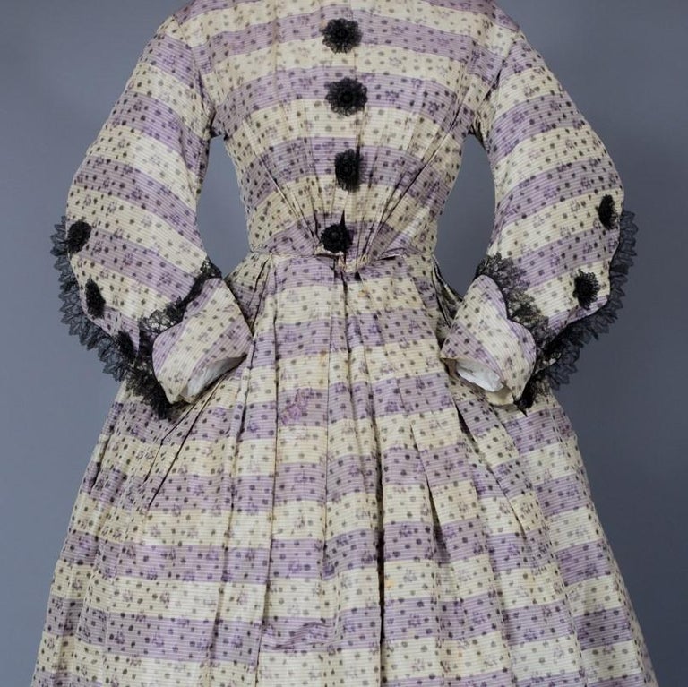 A French Chiné Silk Crinoline Day Dress Circa 1855 at 1stDibs