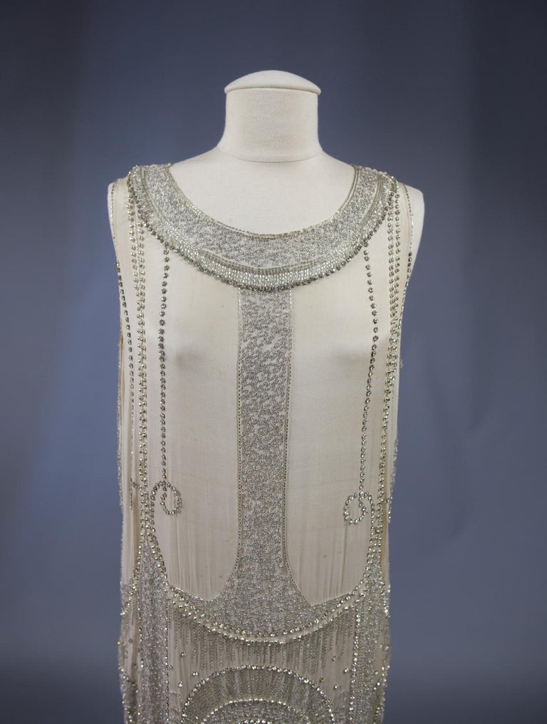 A French Couture Evening Flapper Dress Embroidered With Rhinestones ...